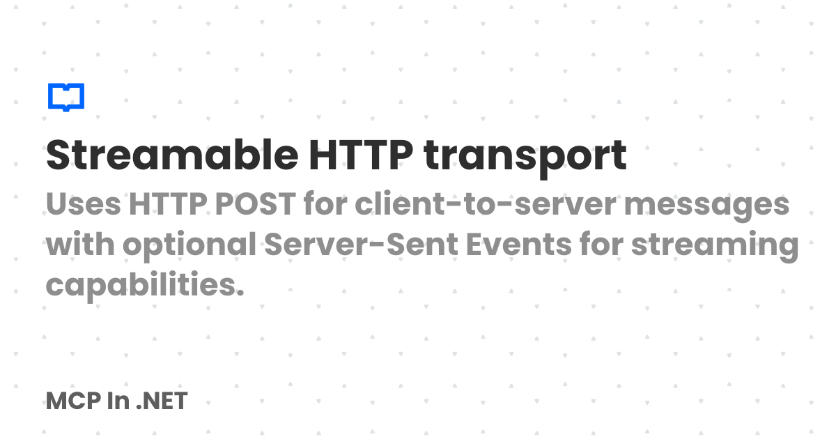 Streamable HTTP transport | MCP In .NET